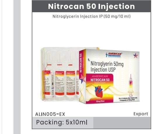 Nitrocan 50 Injectionnitroglycerin Injection Ip 50 Mg 5 Ml Leaflet