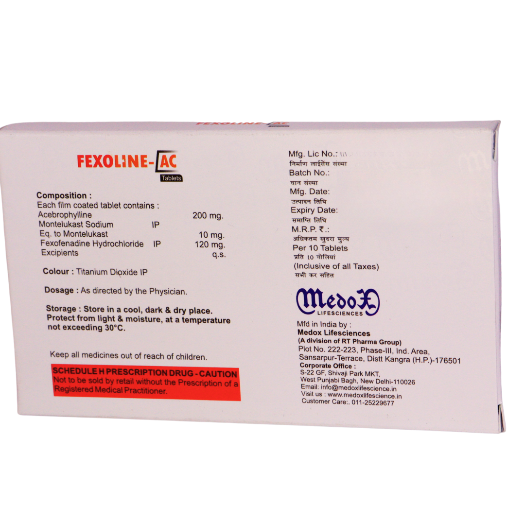 fexoline AC (Acebrophylline, Montelukast & Fexofinadine(200/10/120mg))