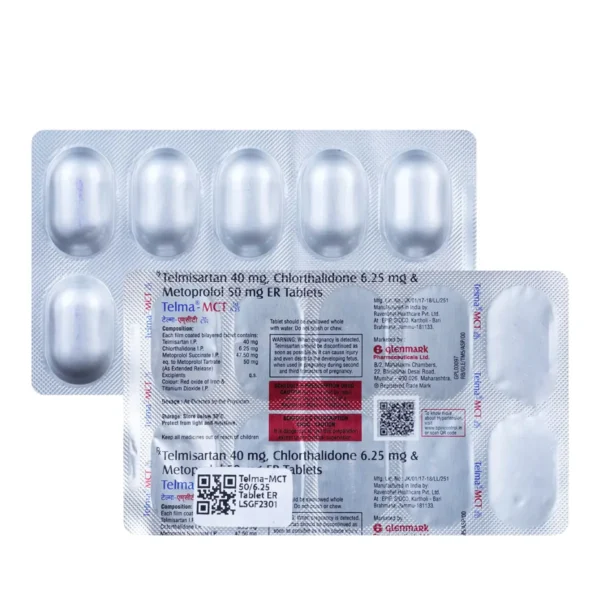TELMA MCT 50/6.25 (Chlorthalidone (6.25mg) + Metoprolol Succinate (50mg ...