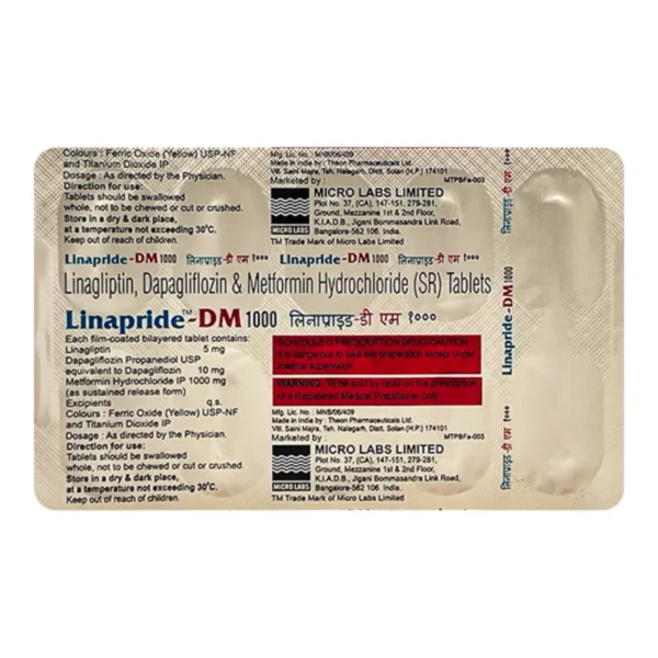LINAPRIDE DM 1000MG (Dapagliflozin (10mg) + Linagliptin (5mg ...
