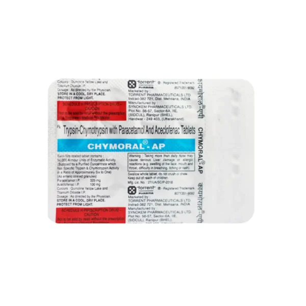 CHYMORAL AP (Aceclofenac (100mg) + Paracetamol (325mg) + Trypsin ...