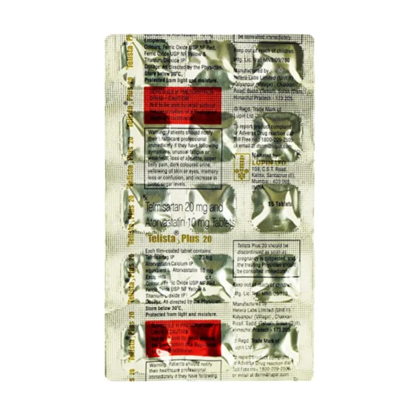 TELISTA PLUS 20 (Telmisartan (20mg) + Atorvastatin (10mg)) - Nirman Bio ...